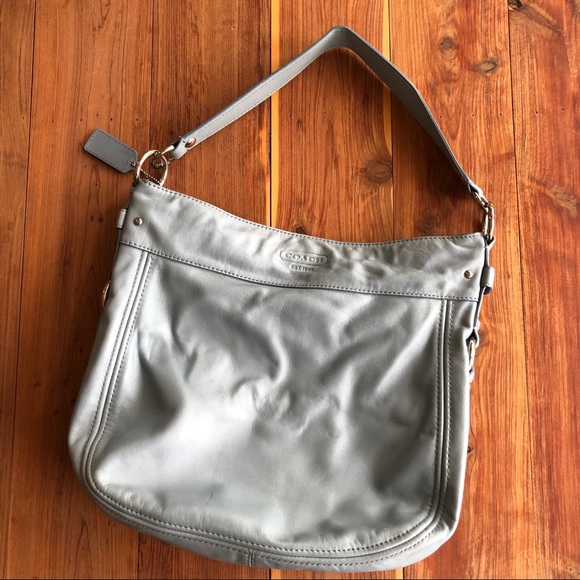 Coach | Bags | Coach Light Blue Single Strap Leather Shoulder Bag ...